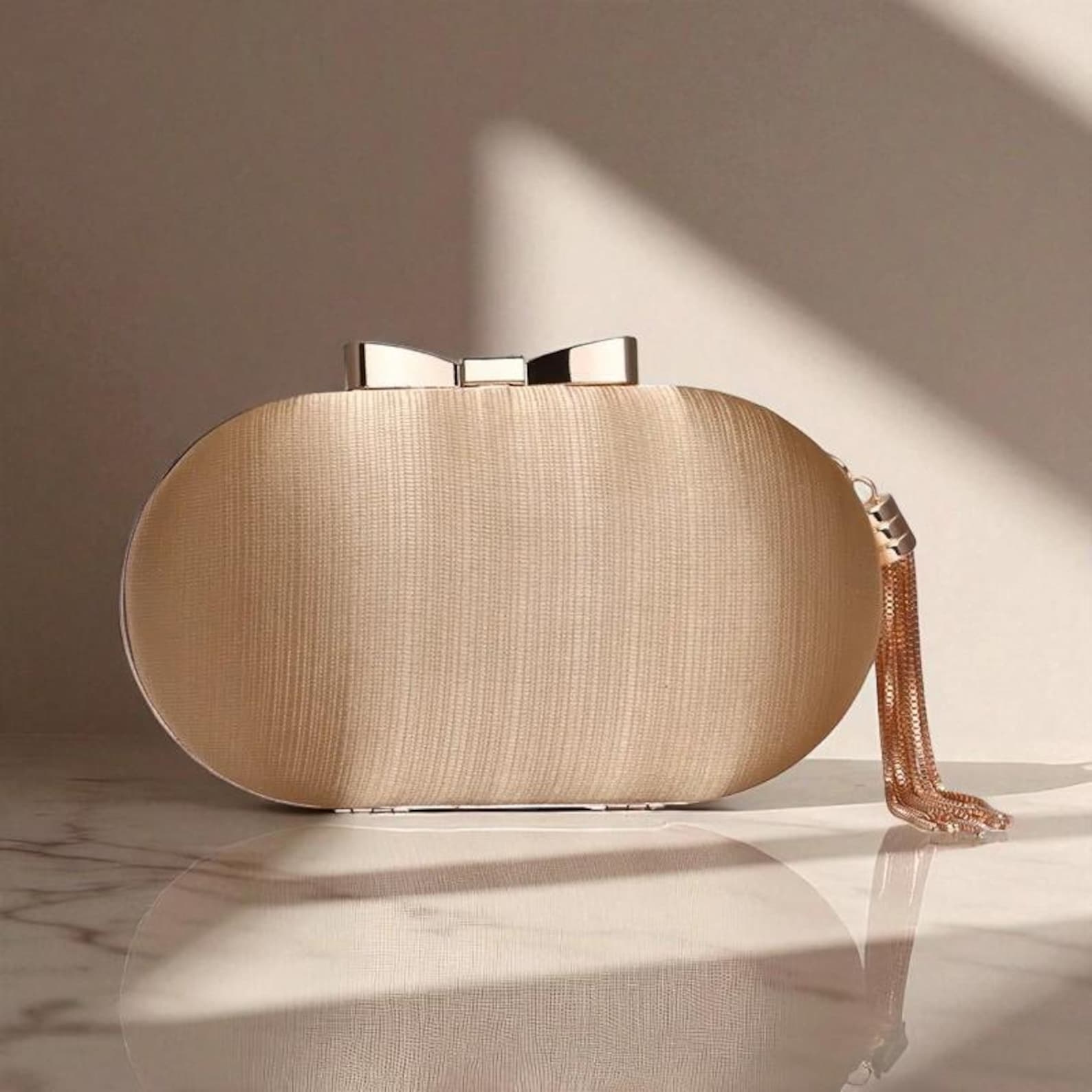 Luxury Classy Clutch –satin Bow Top Evening Purse With Tassel | Wedding ...