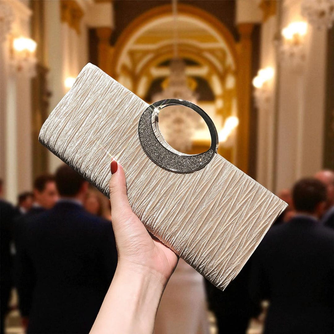 Luxury Designer Clutch Bag– Elegant Ring Handle Evening Purse With ...