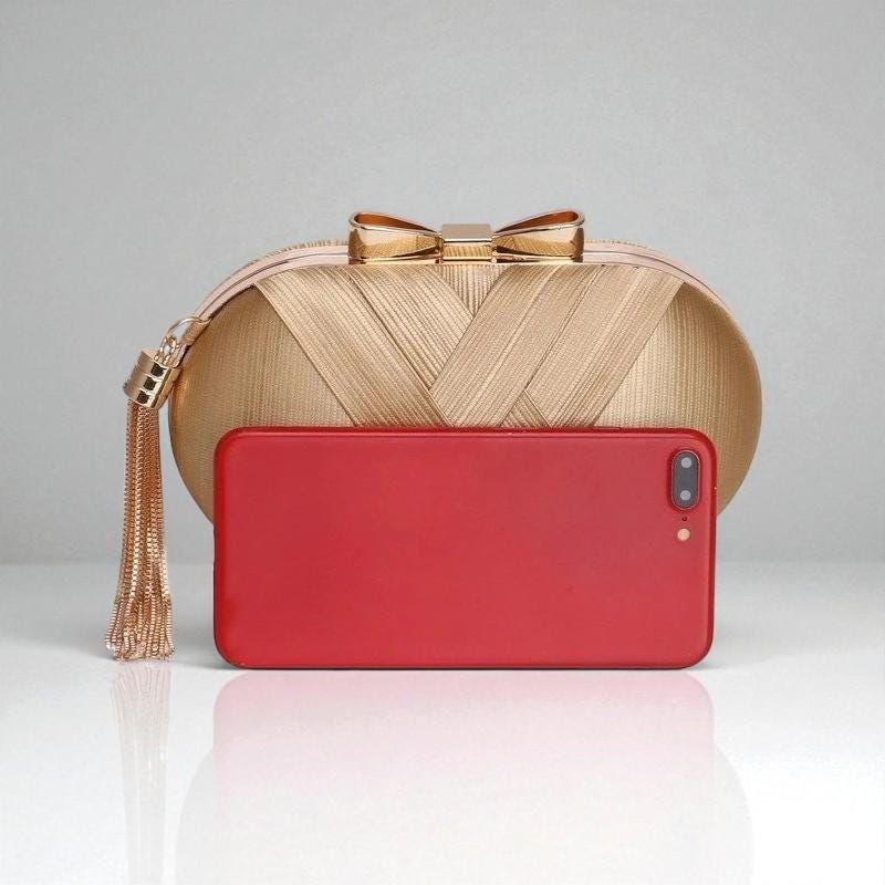 Luxury Classy Clutch –satin Bow Top Evening Purse With Tassel | Wedding ...
