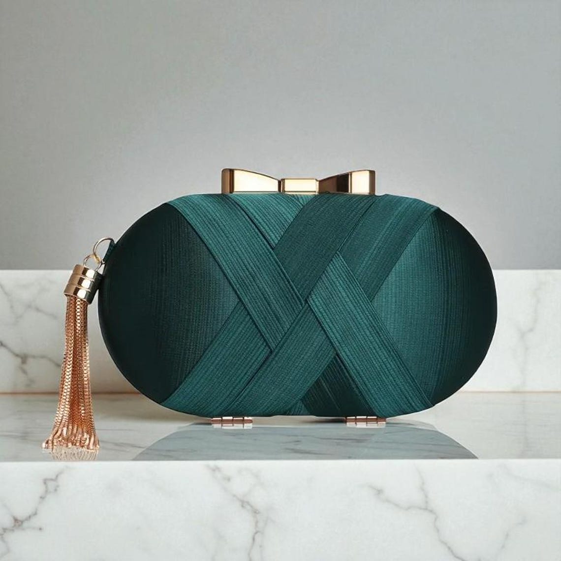 Luxury Classy Clutch –satin Bow Top Evening Purse With Tassel | Wedding ...