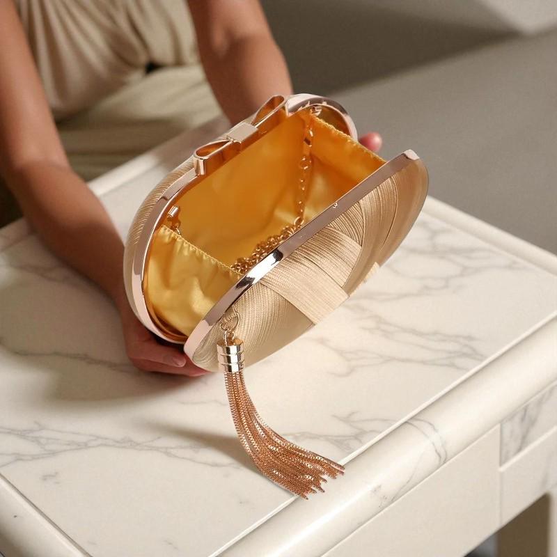 Luxury Classy Clutch –satin Bow Top Evening Purse With Tassel | Wedding ...