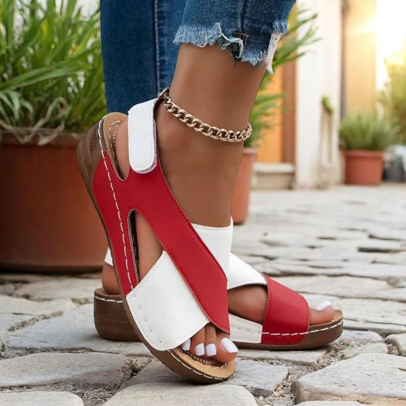 Women's Contrast Color Wedge Sandals | Summer Peep Toe Platform Shoes ...