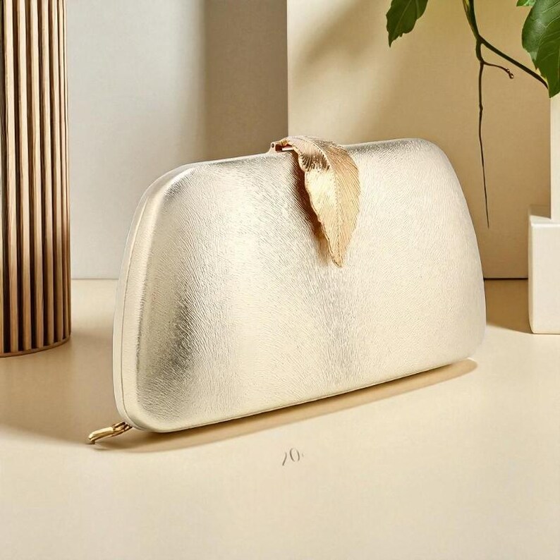 Luxury Designer Clutch Bag – Elegant Leaf Clasp Evening Purse | Wedding ...