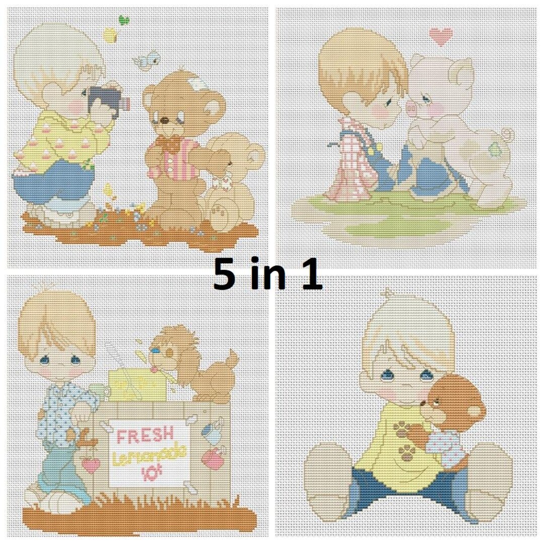 Cross Stitch Pattern Boys , Cross Stitch Pattern for Baby 5 Design PDF ...