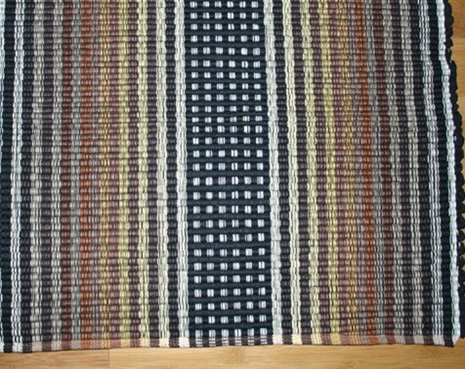 Cotton Hand Made Rag Rug Runner 2' X 6' in Black White Neutrals - Etsy
