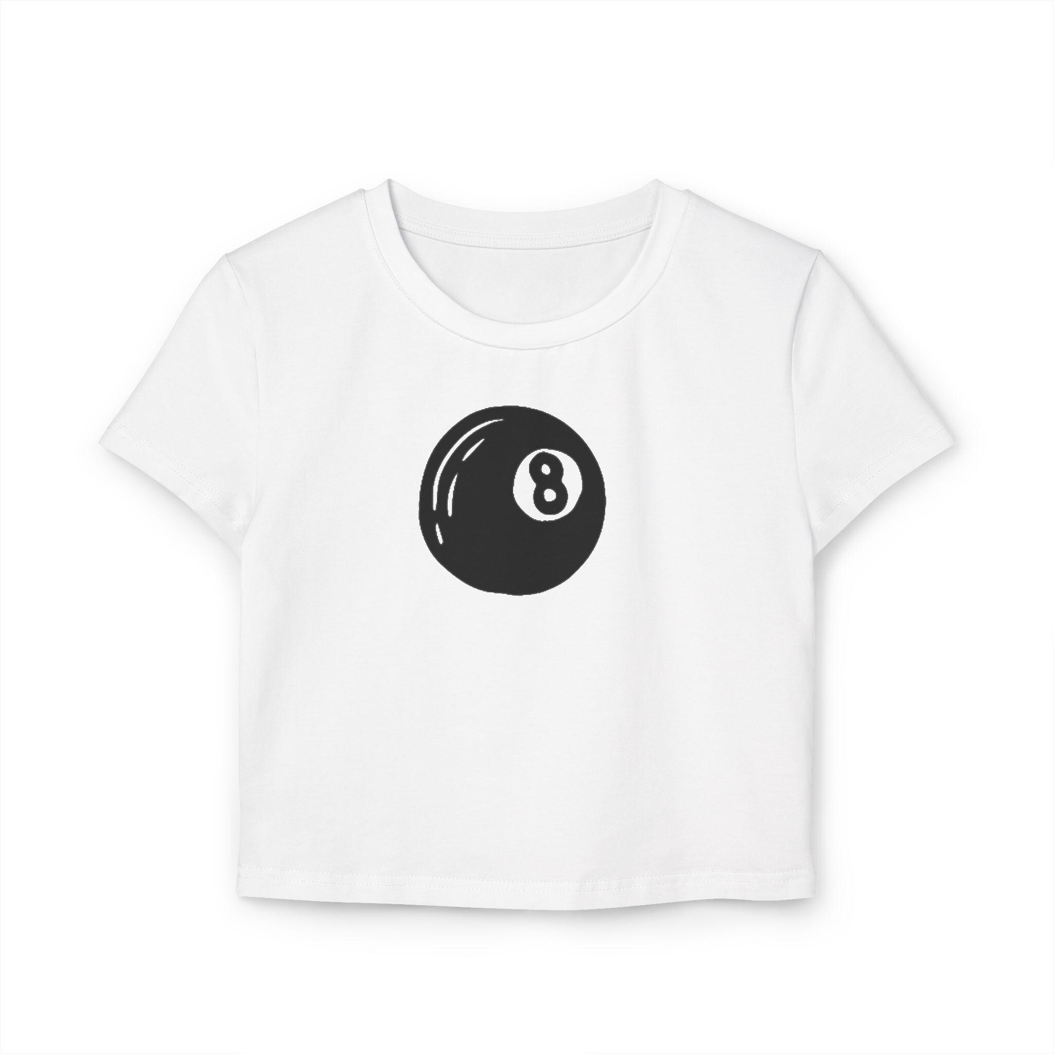 8 Ball Crop Women's Tee, Billiards Print Baby T-shirt, Trendy Graphic ...