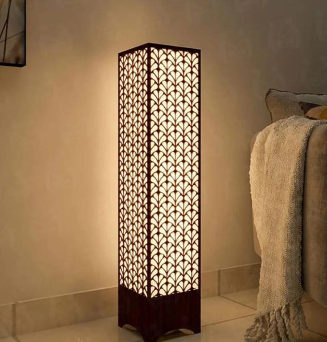 Leaf Design Laser Cutting Wooden Table Lamp - Etsy