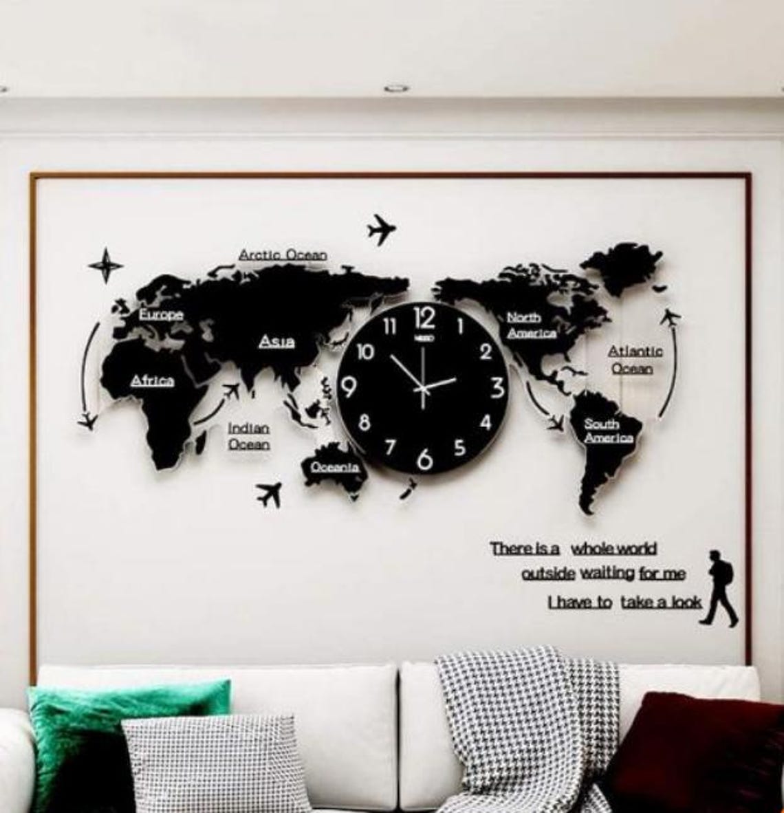 3D World Map Wooden Clock - Etsy