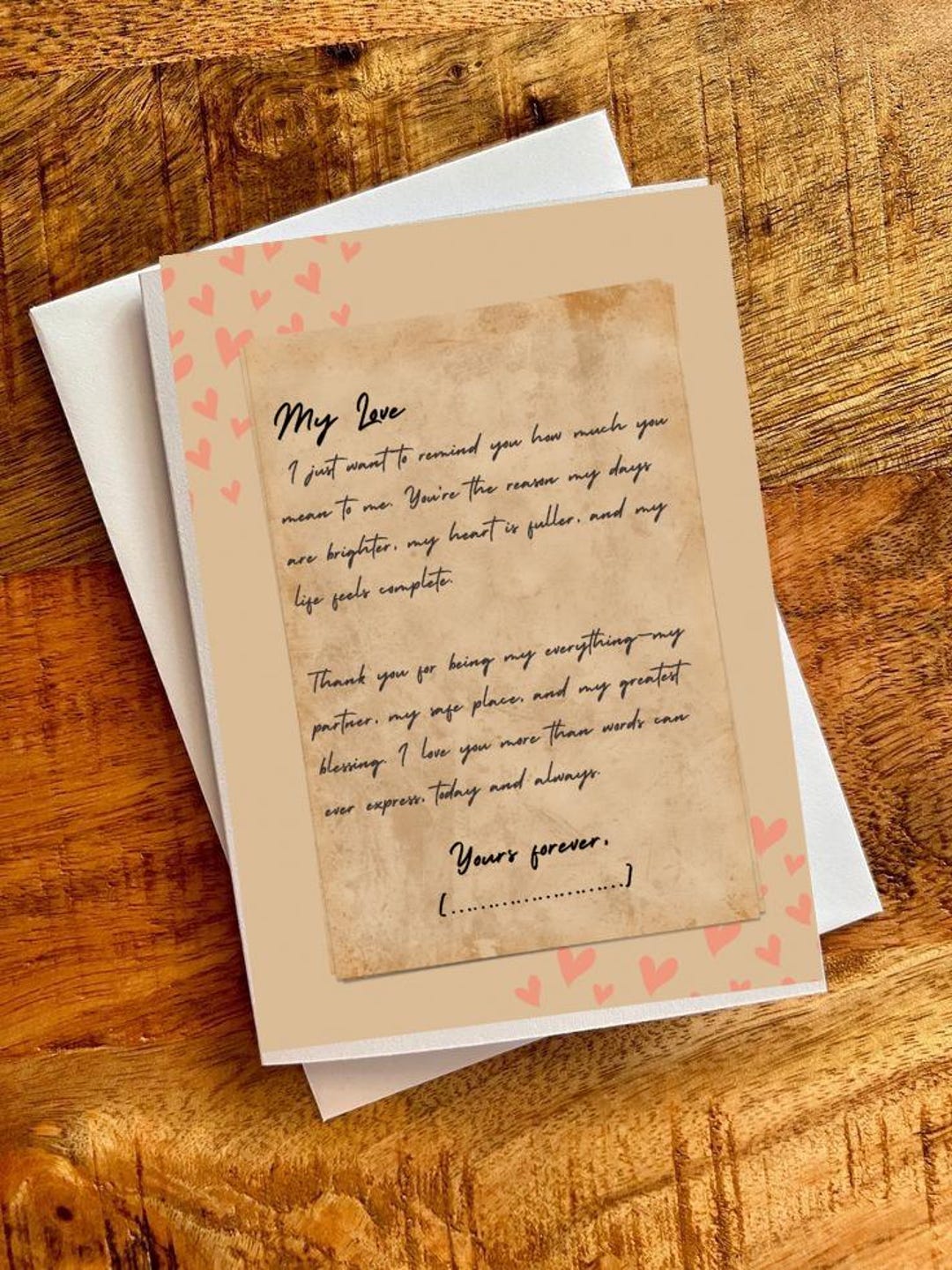 Romantic Love Letter Printable Valentines Day Gift Sentimental Keepsake ...