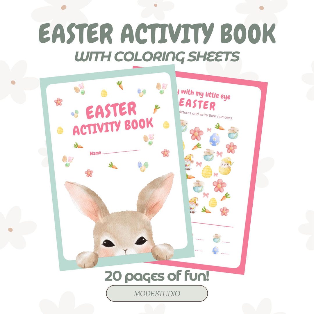 Easter Themed Activity Book for Kids | 20 Page Printable Pack | Games ...