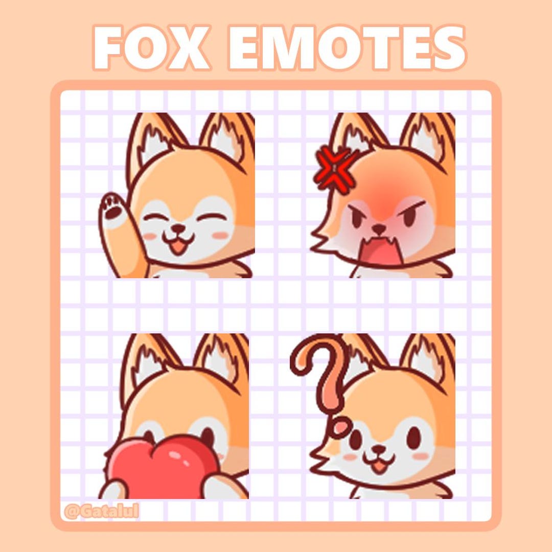 Cute Fox Emotes Pack for Twitch and Discord | 4 PNG Emotes | Streamer ...