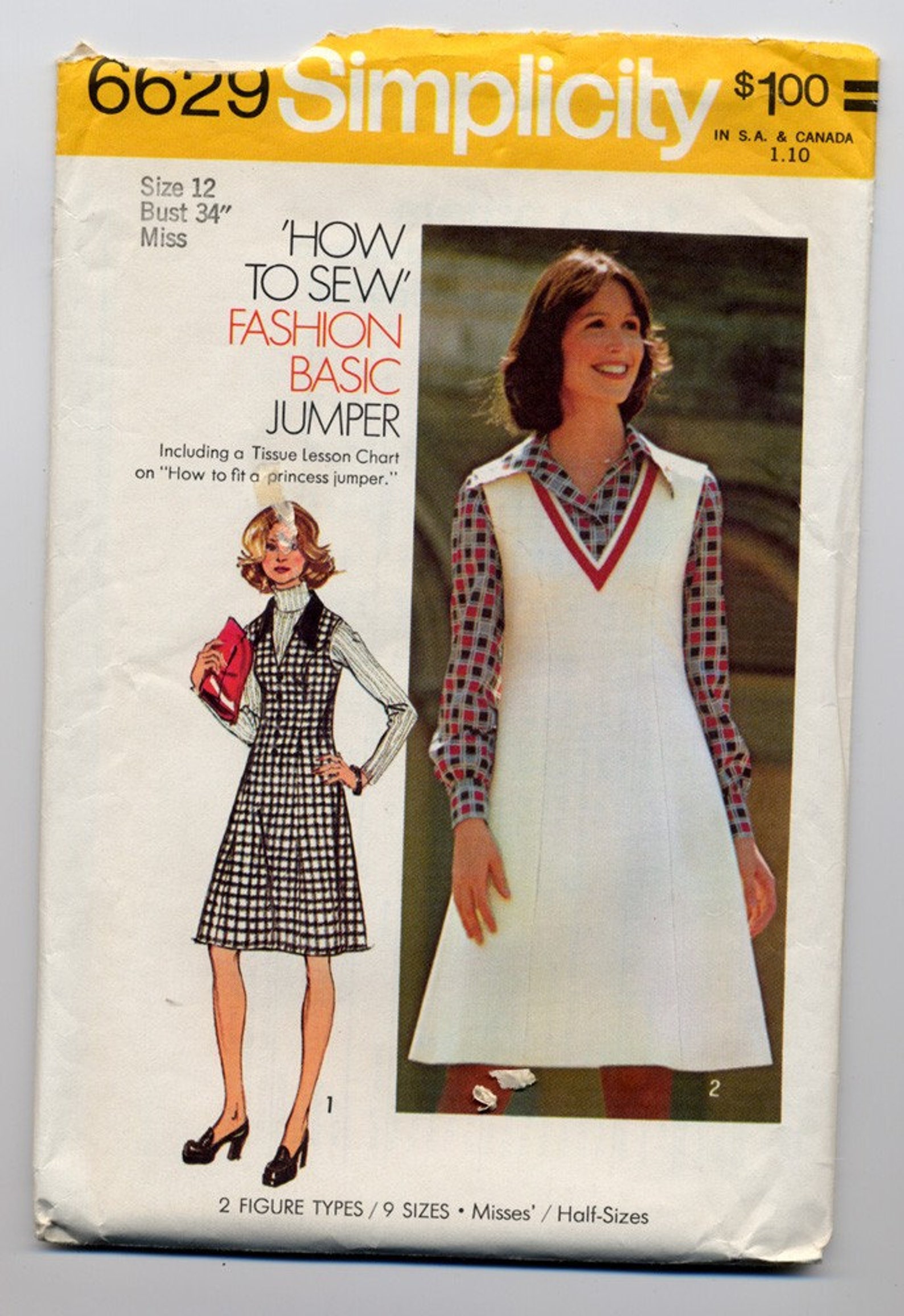 70's Vintage Sewing Pattern - Simplicity 6629, Princess Jumper, Size 12 ...