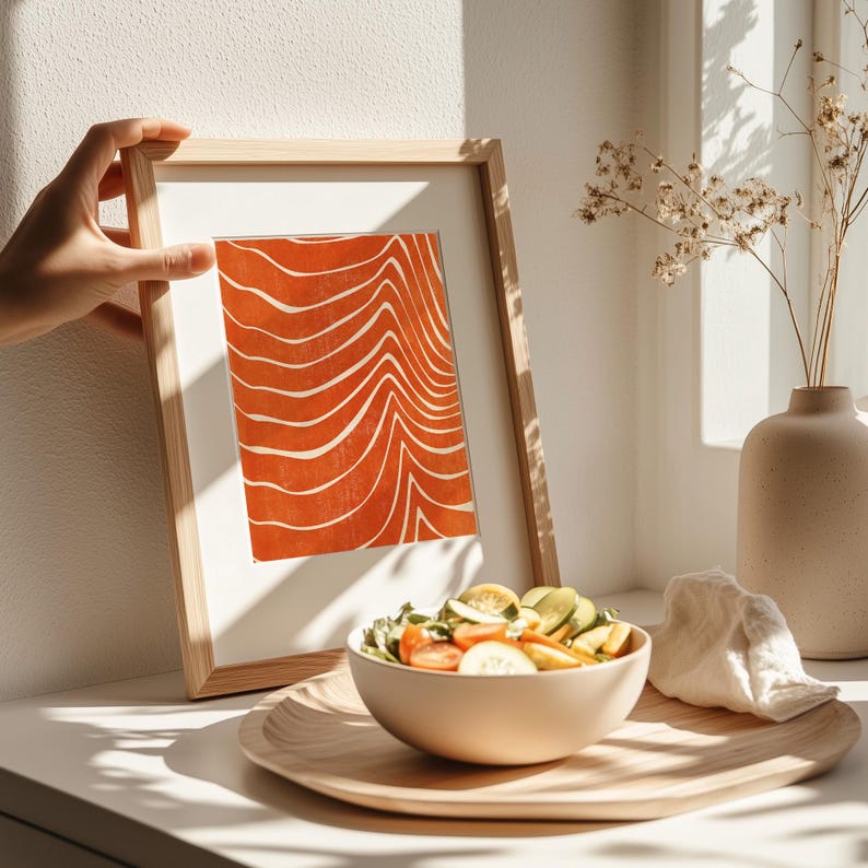 Abstract Salmon Printable Wall Art | Large Geometric Food Texture ...