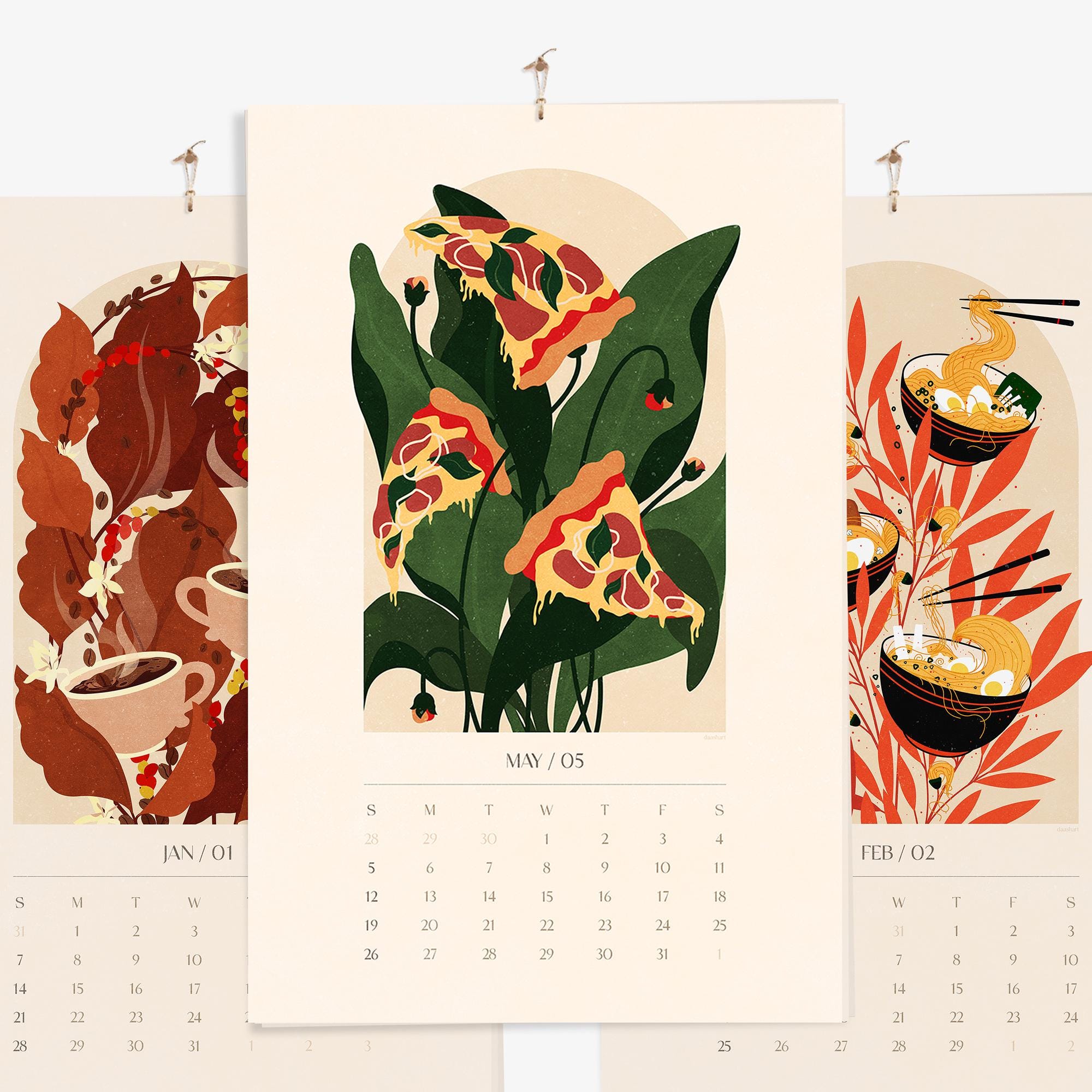 Printable Personalized Foodie 2026 Calendar Monthly Food and Drink ...
