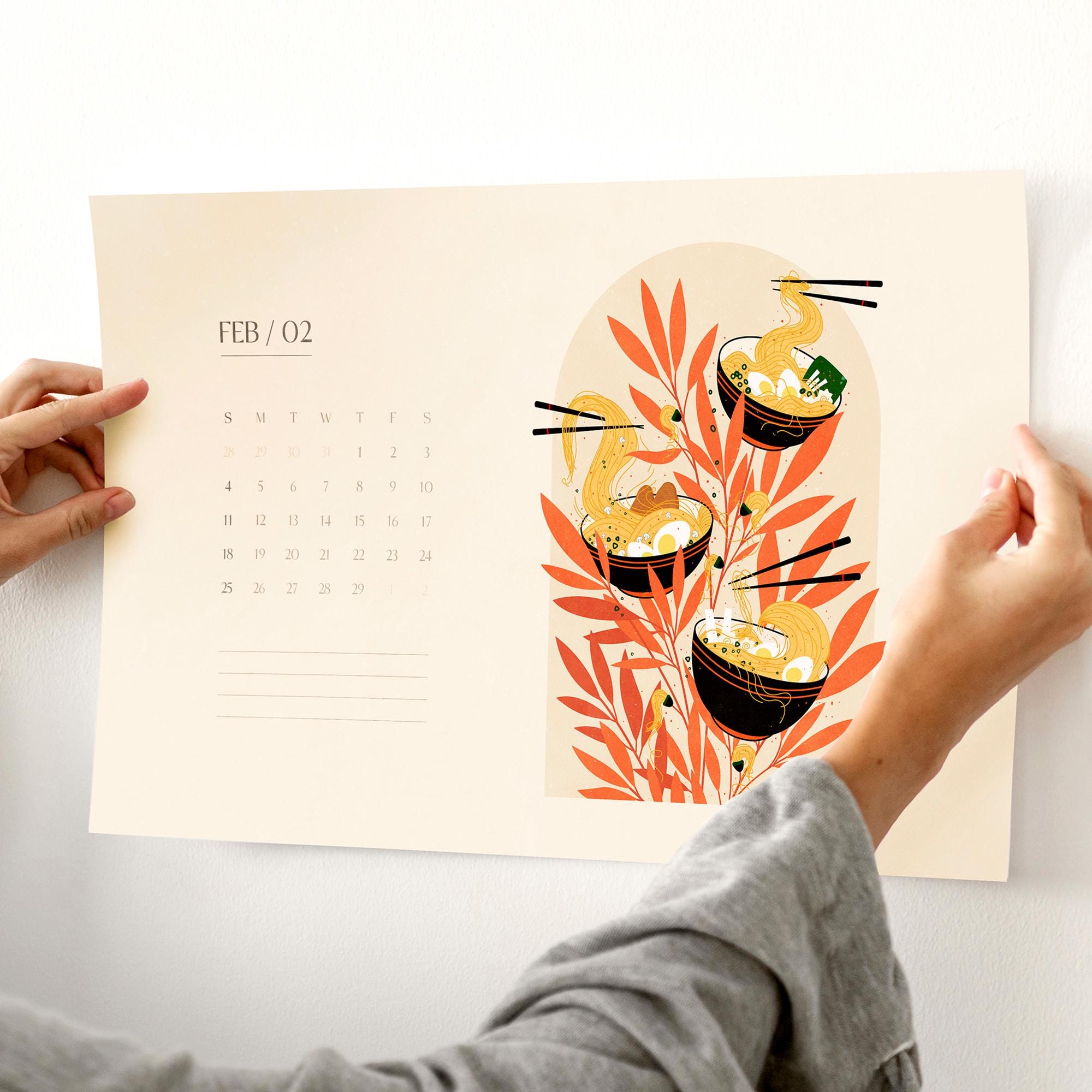2026 Calendar Printable Personalized Foodie Monthly Food and Drink ...