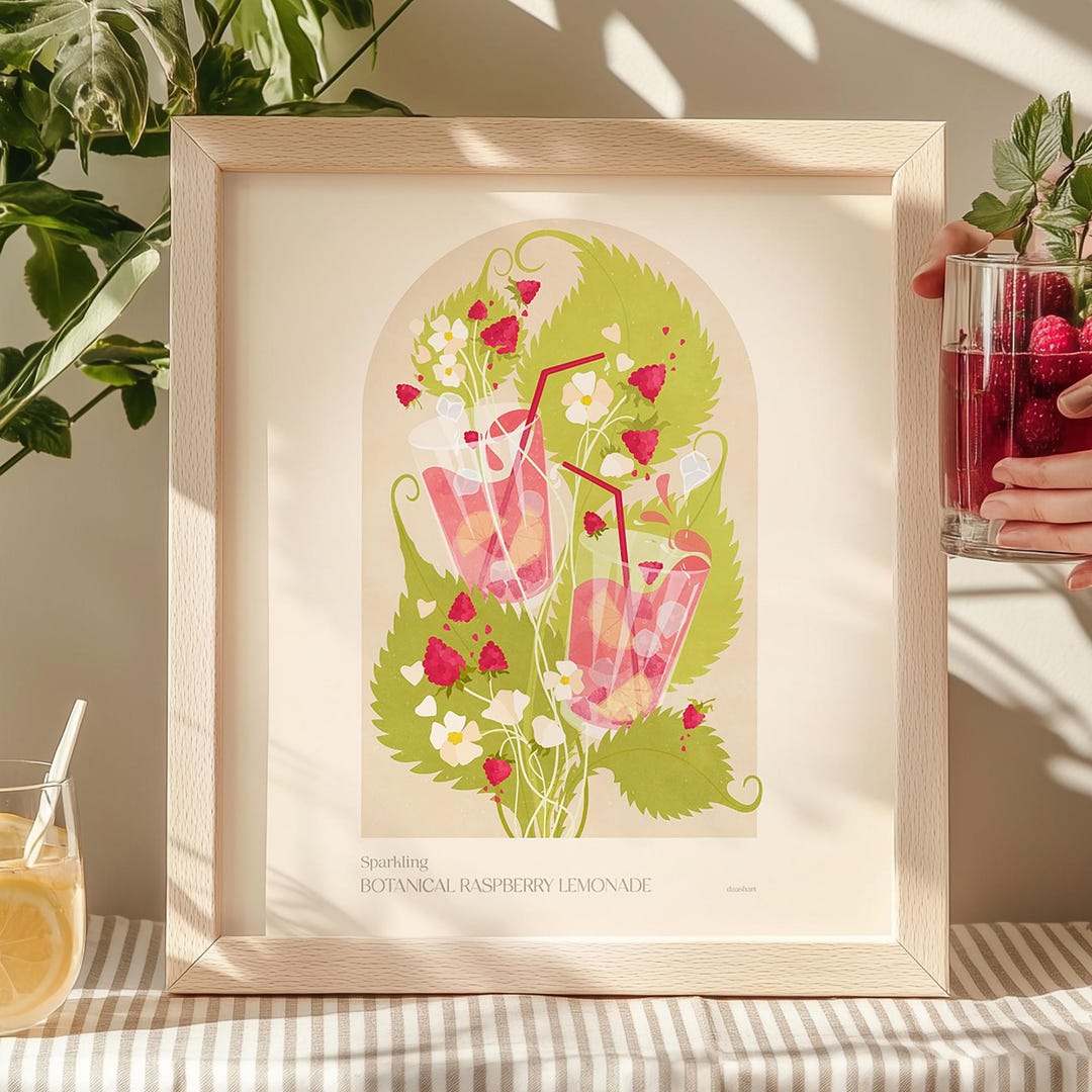 Pink Iced Raspberry Lemonade Printable Wall Art | Large Summer ...