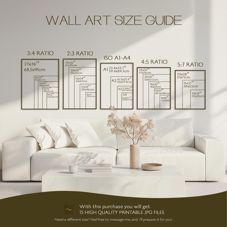 Gallery Wall Set of 3 Piece Wall Art Trendy Mocha Mousse Abstract Lines ...