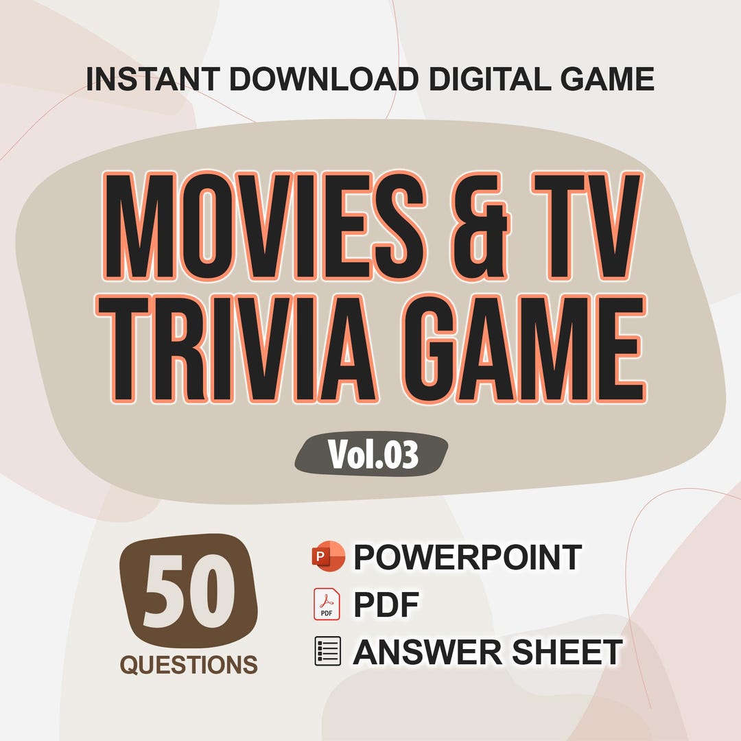 Movies and TV Shows Trivia Digital Game (#3) | 50 Questions | Trivia ...