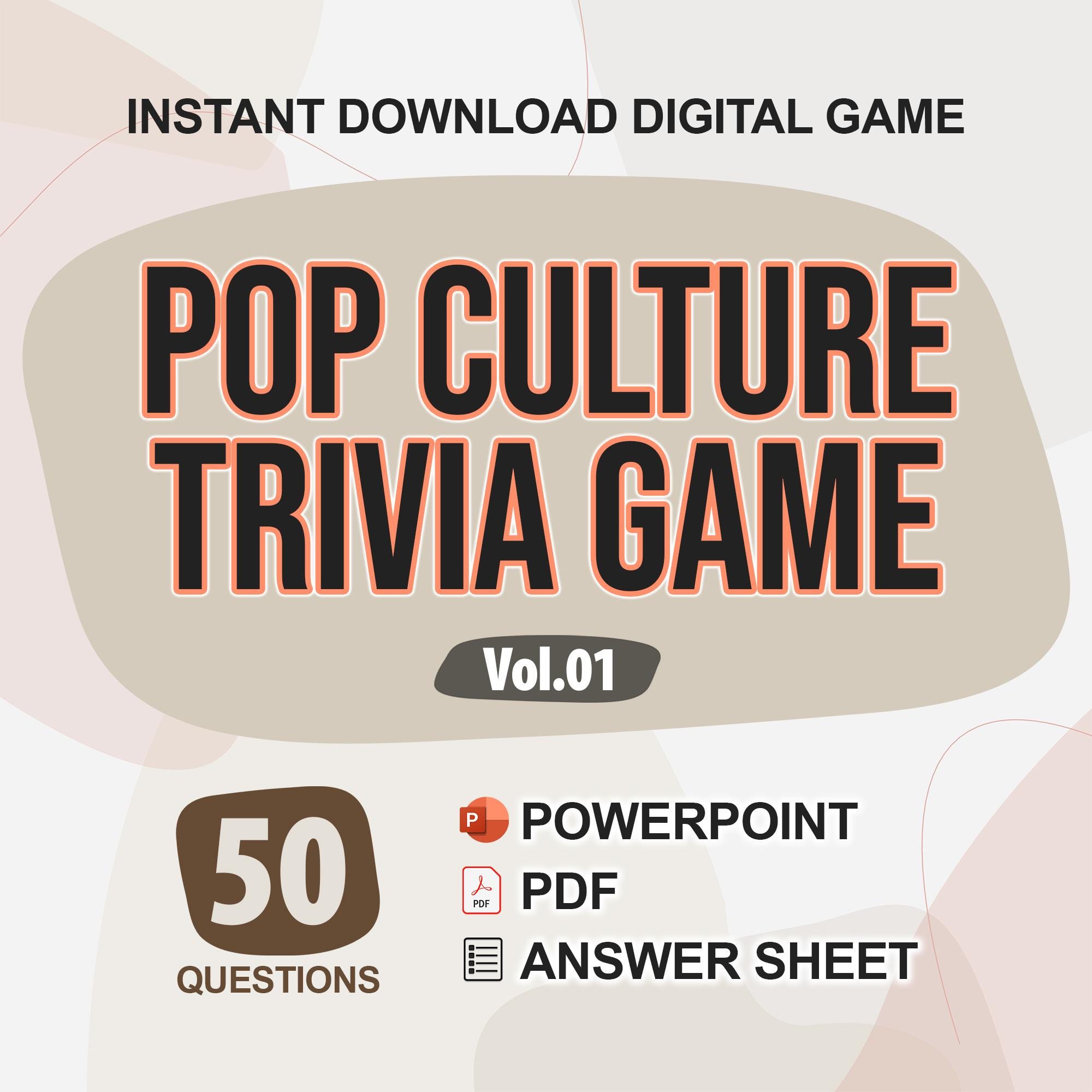 Pop Culture Trivia Digital Game (#1) | 50 Questions | Trivia Game | Party Game | Quiz Night ...