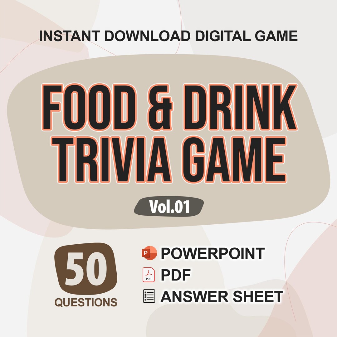 Food and Drink Trivia Digital Game (#1) | 50 Questions | Trivia Game ...