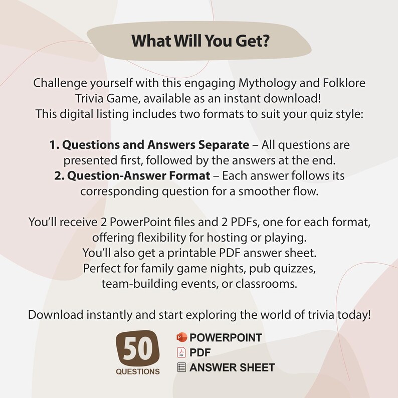 Mythology and Folklore Trivia Digital Game (#1) | 50 Questions | Trivia ...