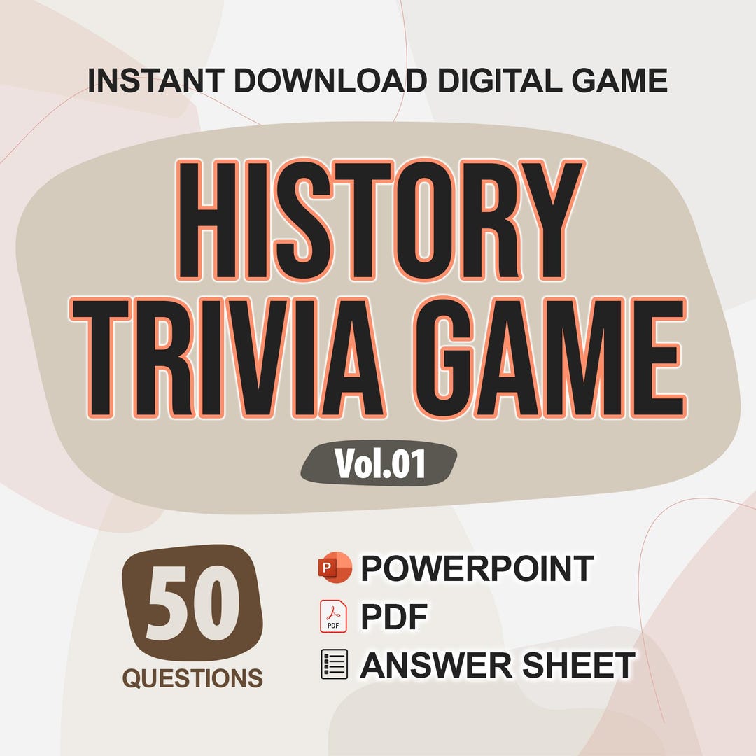 History Trivia Digital Game (#1) | 50 Questions | Trivia Game | Party ...