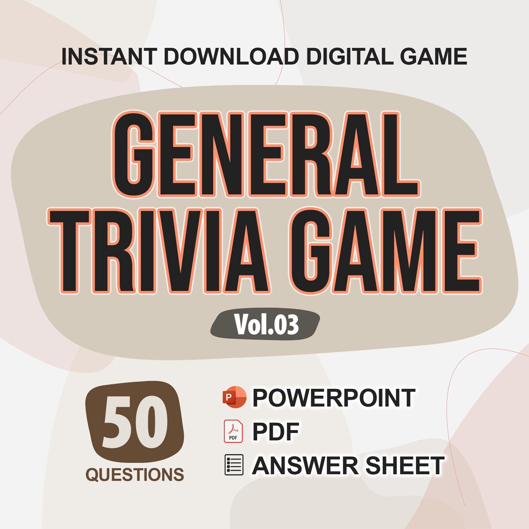 General Knowledge Trivia Digital Game (#3) | 50 Questions | Trivia Game ...