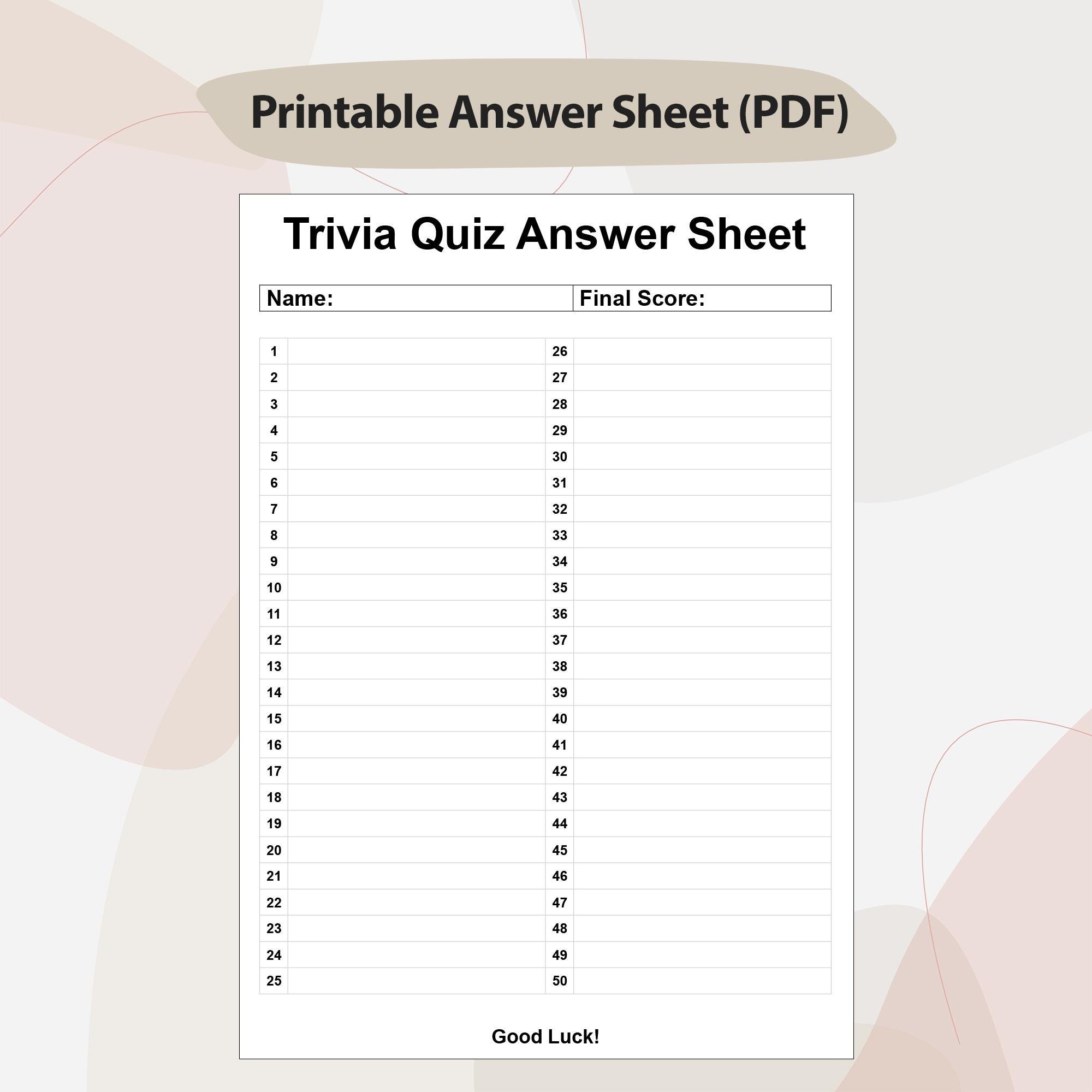 Sports and Games Trivia Digital Game (#1) | 50 Questions | Trivia Game ...