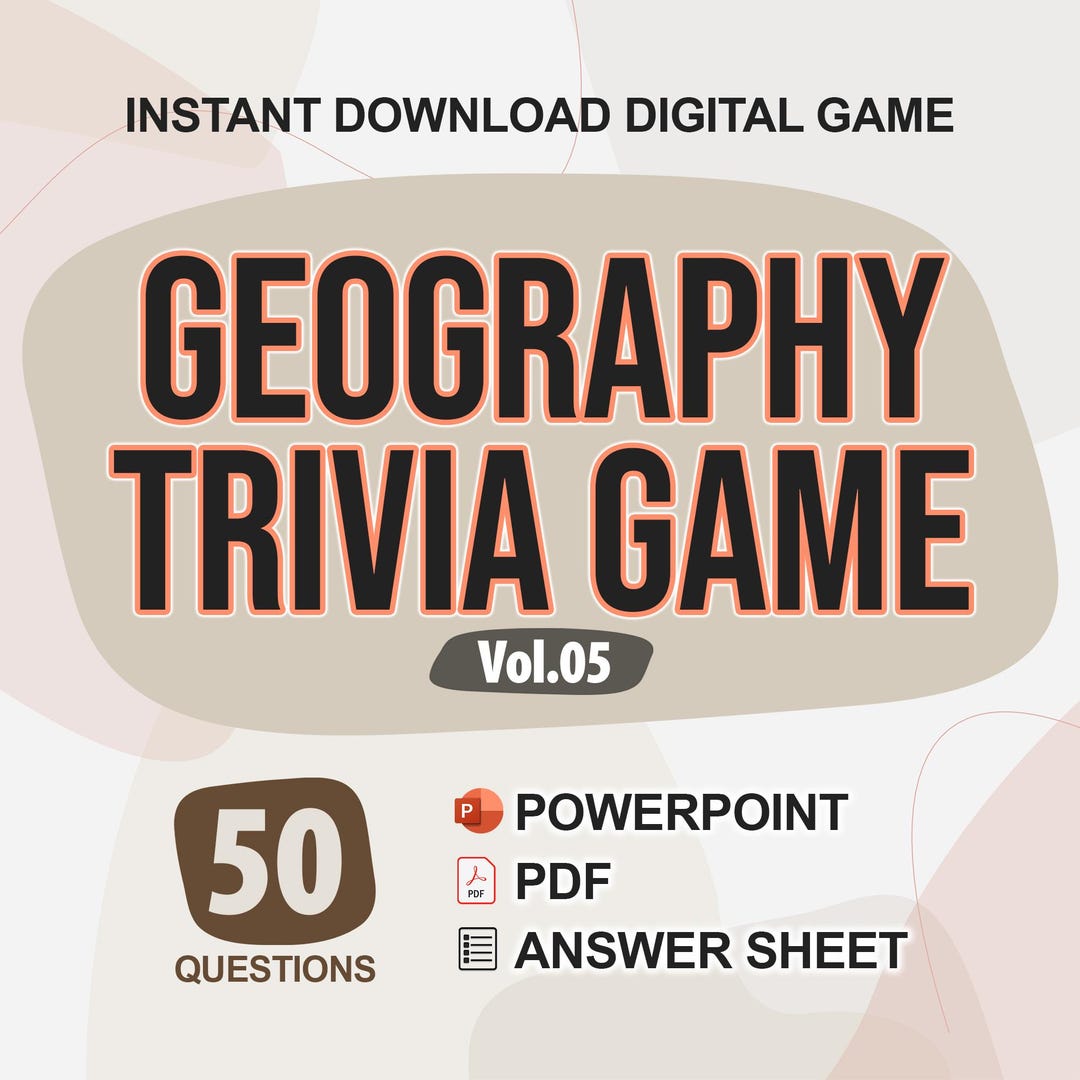 Geography Trivia Digital Game (#5) | 50 Questions | Trivia Game | Party ...