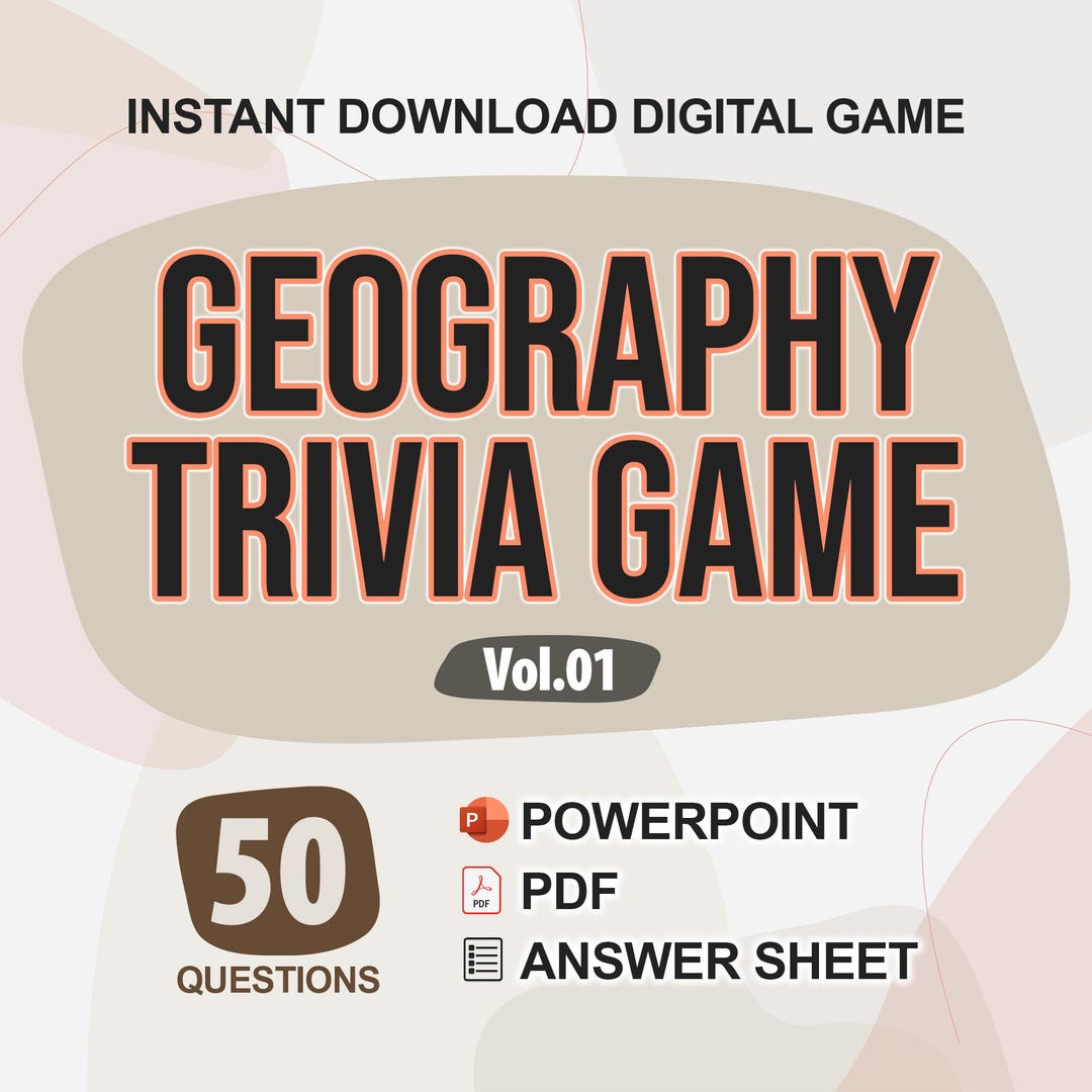 Geography Trivia Digital Game (#1) | 50 Questions | Trivia Game | Party ...