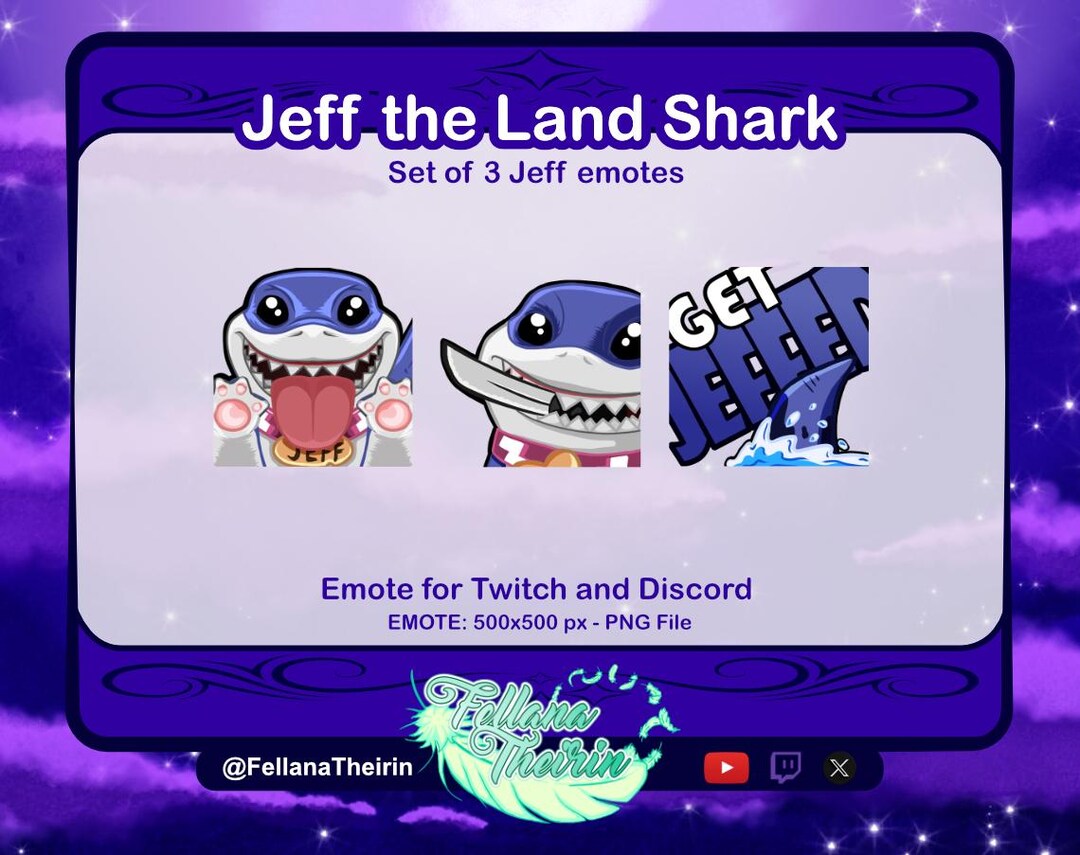 Jeff the Landshark 3 Emote Bundle for Twitch and Discord - Etsy