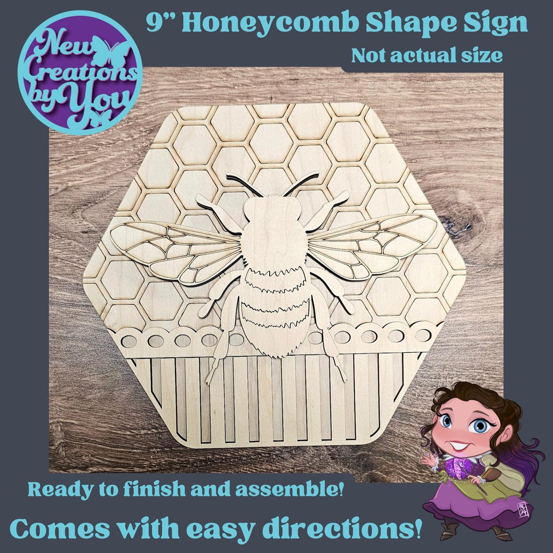 Unfinished - Honeycomb Shaped Sign Kit - Ready to Paint Home Decor ...