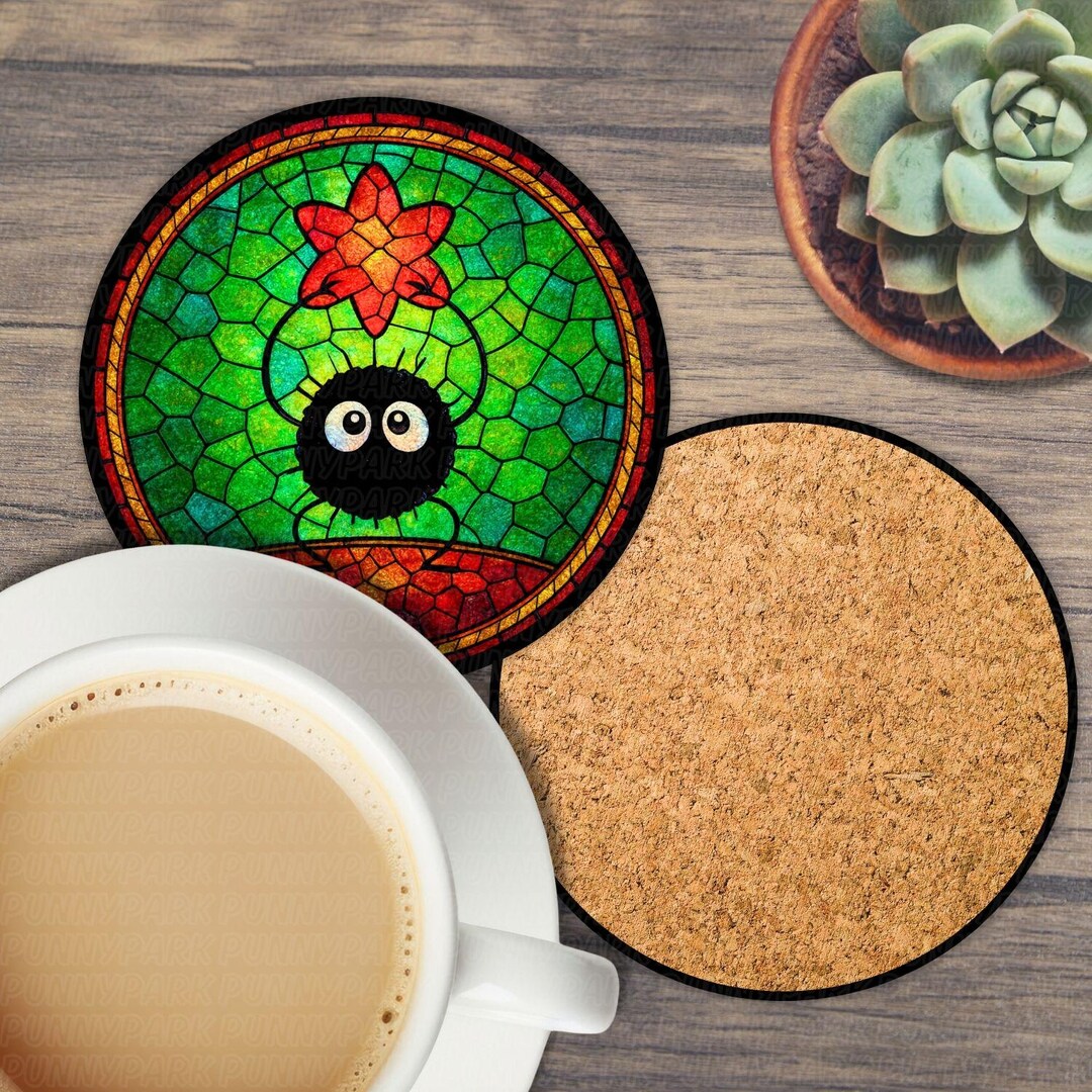 Dust Sprite Coaster – Anime-inspired Forest Spirit Ceramic Coaster - Etsy