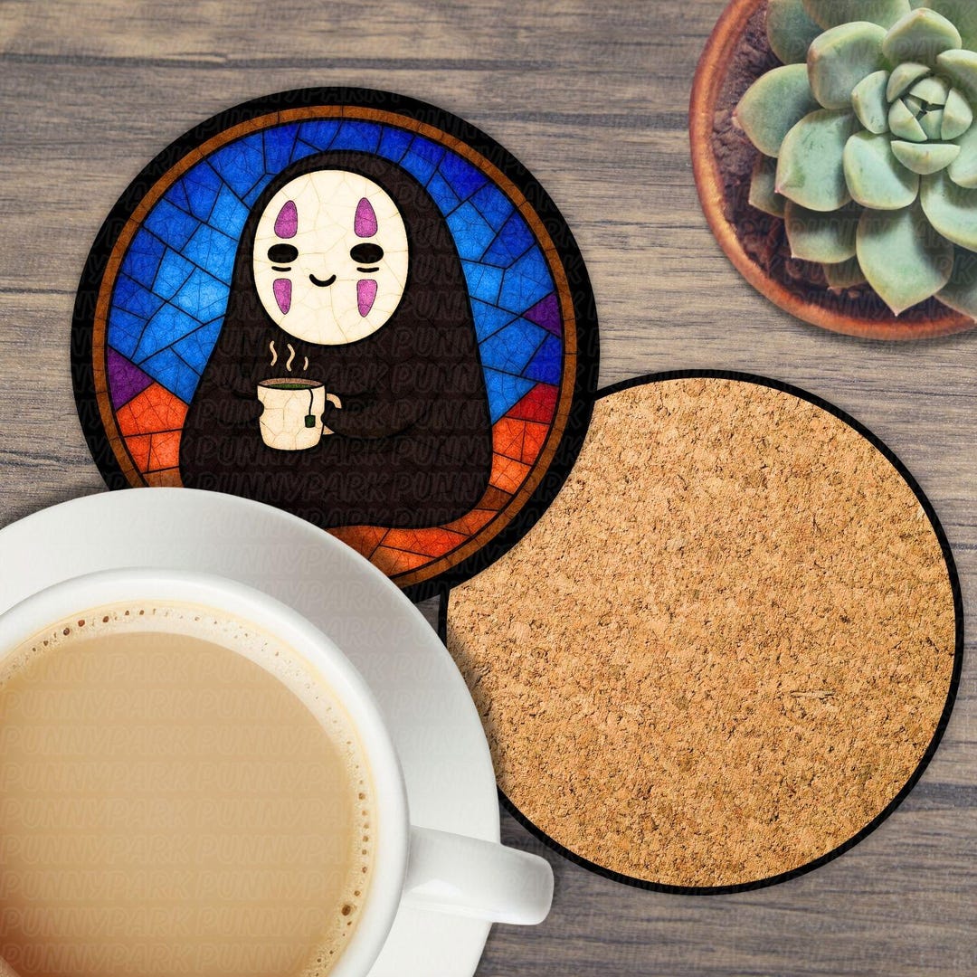 Chibi Masked Spirit Ceramic Coaster – Anime Coffee Lover Gift - Etsy