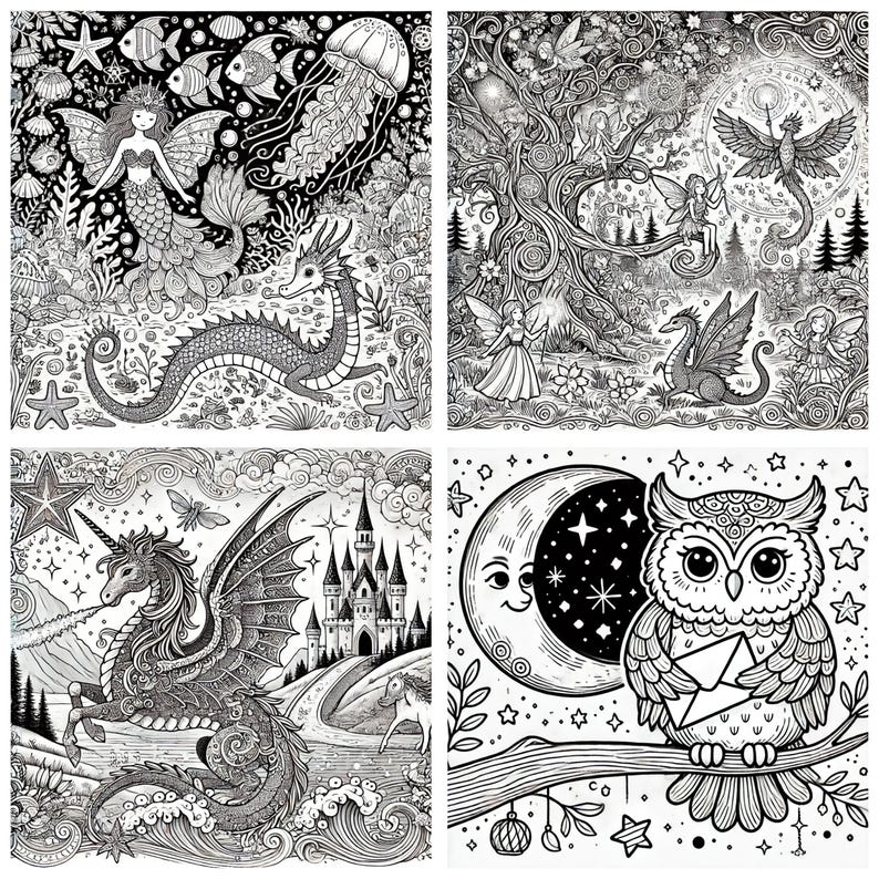 25 Printable Coloring Pages for Kids and Adults - Digital Download ...