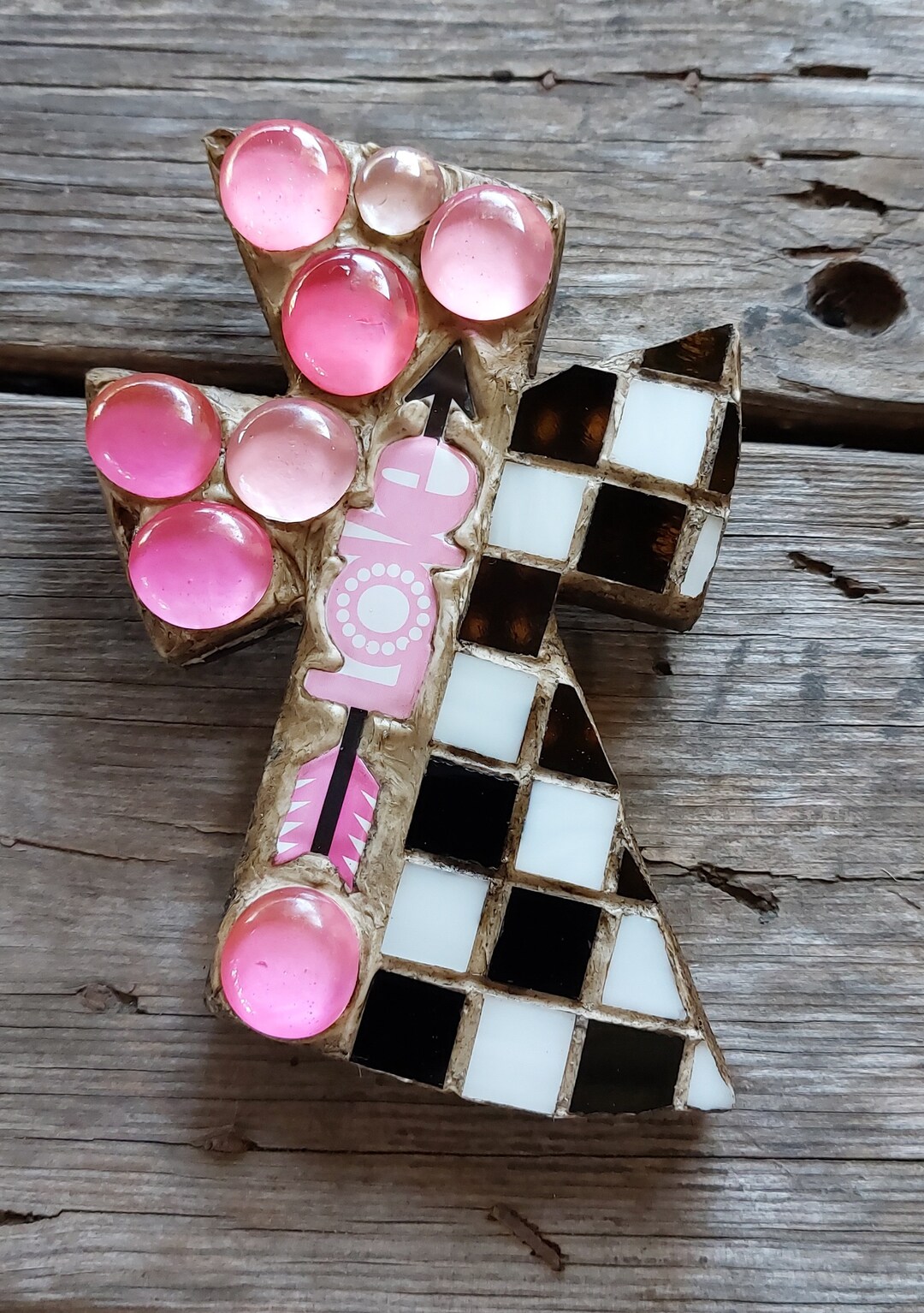 Pink and Black Mini Mosaic Crosses - Etsy