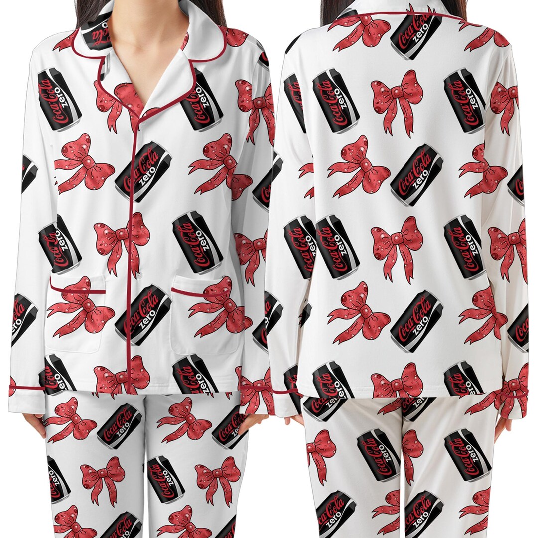 Coke Zero Sugar Drink Coquette Bow Pajamas Set for Women, Pajamas Set ...