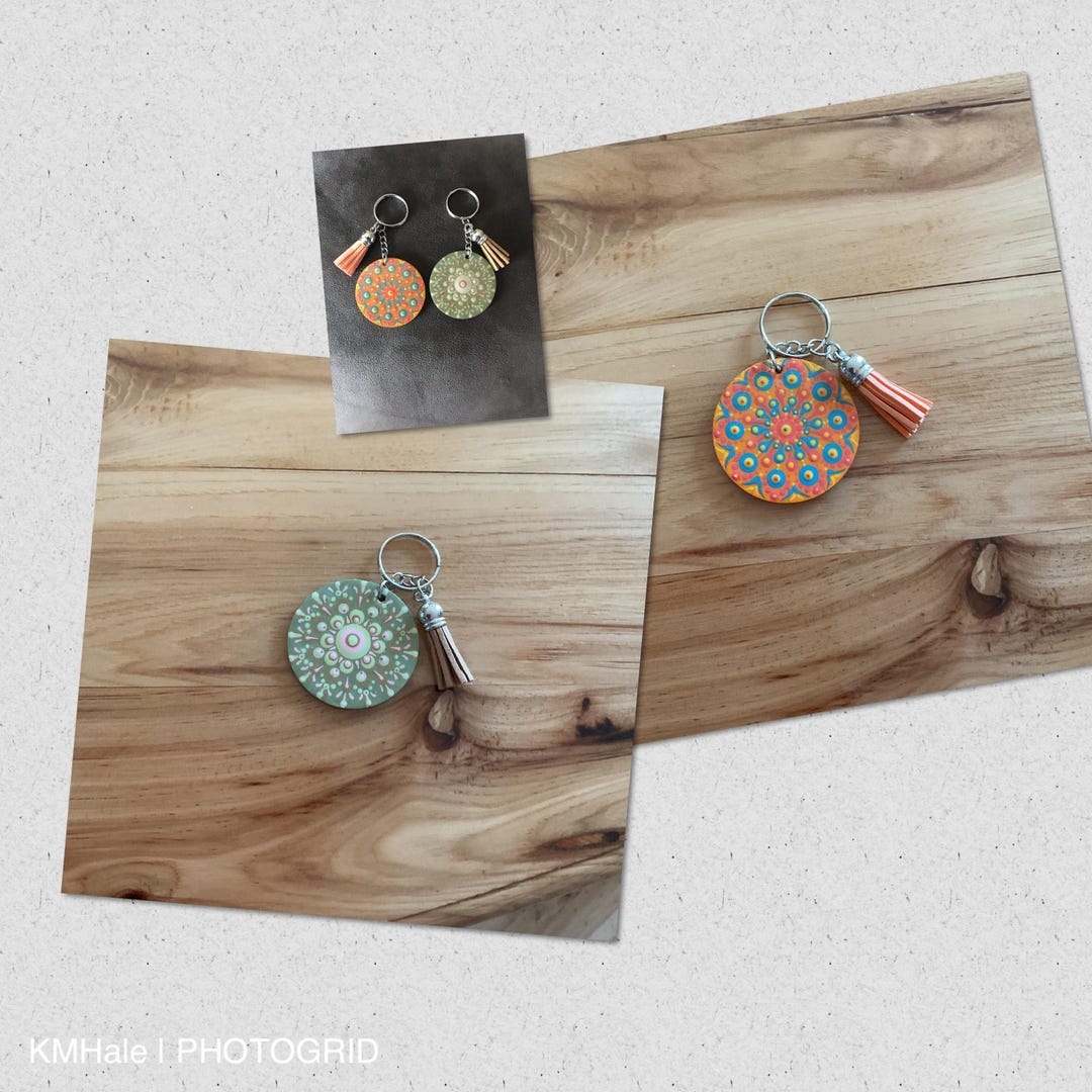 Hand Painted Mandala Key Chains on 2” Wooden Round Using Acrylic Paints ...