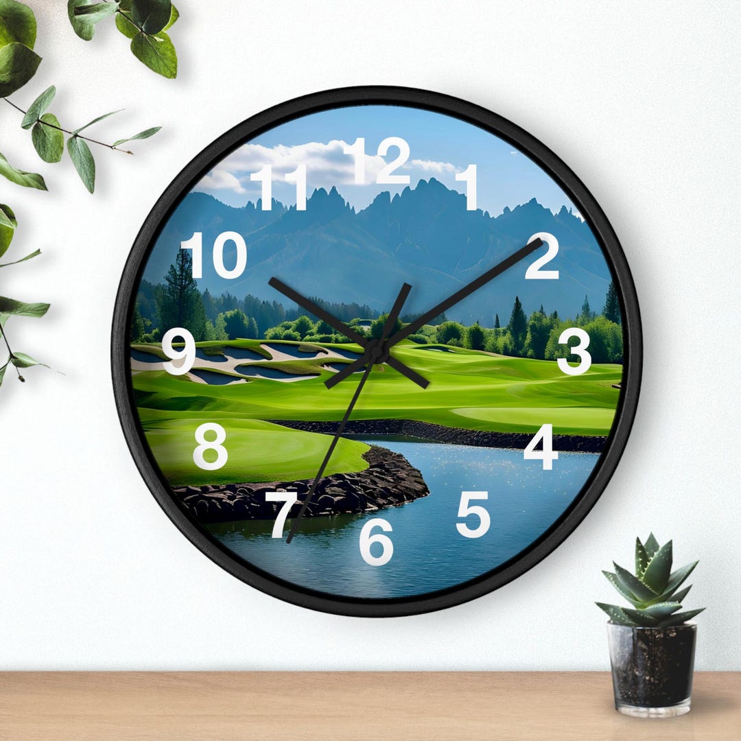 Golf Course Wall Clock - Silent Mechanism, Numbered Design, Perfect ...