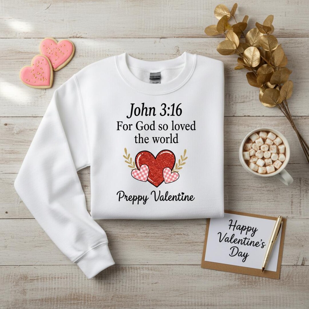 Preppy Valentine John 3:16 PNG Bundle, Christian Clipart (digital ...