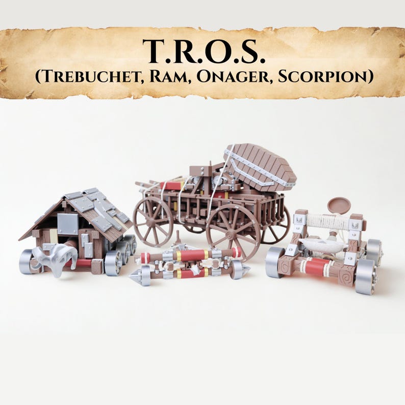 3D Printed Medieval Siege Engine Set: Trebuchet, Ram, Onager, Scorpion ...
