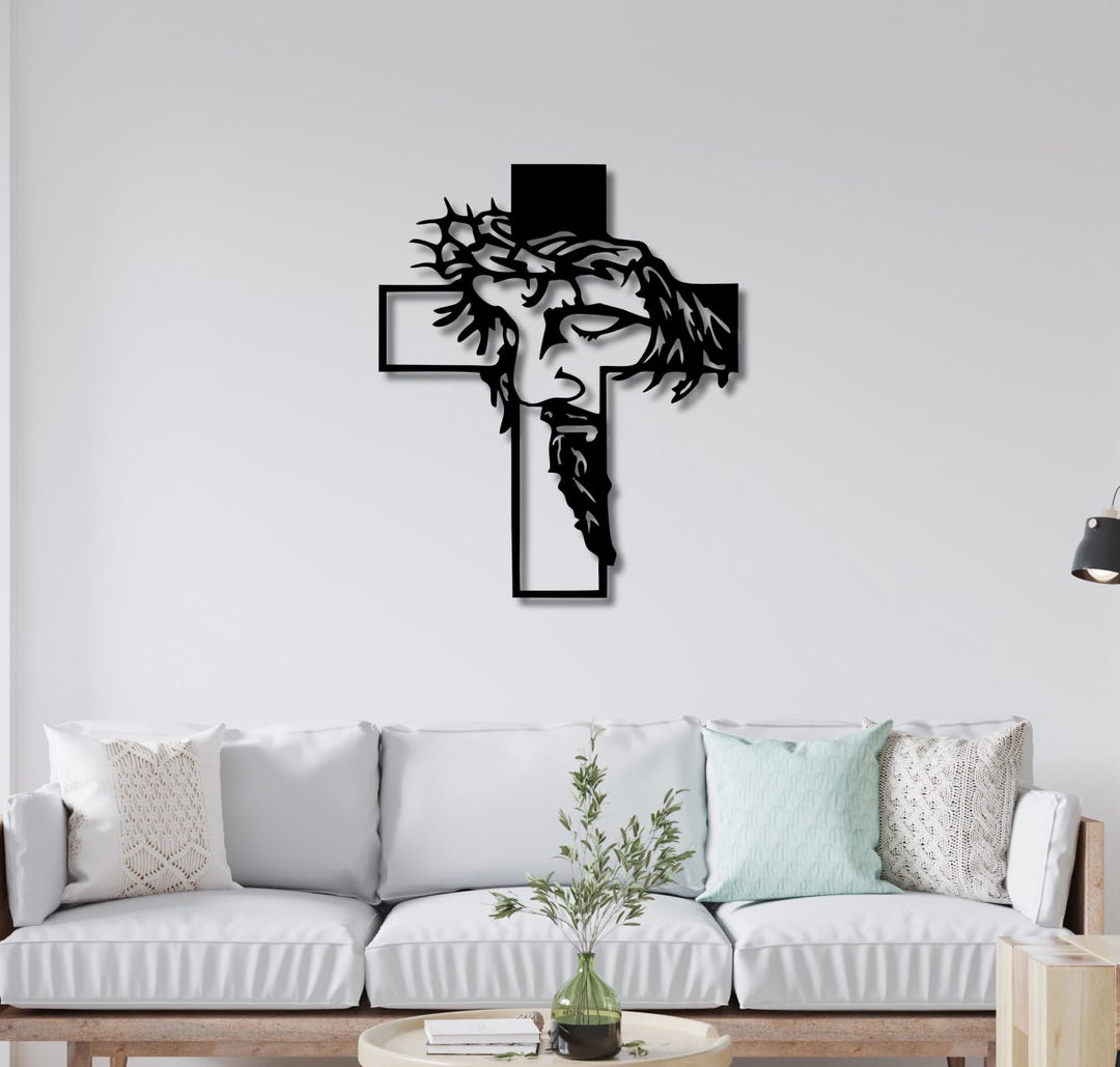 Jesus Cross Metal Wall Art | Rustic Home Decor | Christian Wall Hanging ...