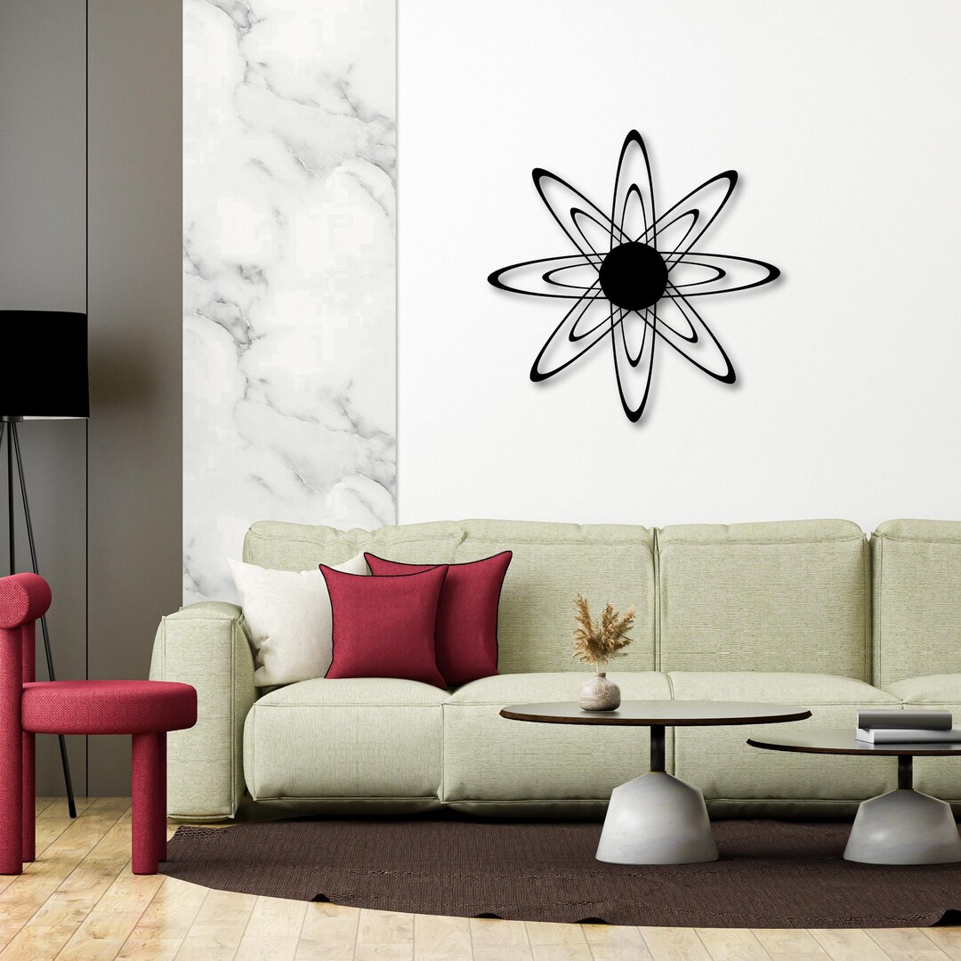 Atom Icon Minimalist Atom Design Modern Science Art Print Geeky Decor ...