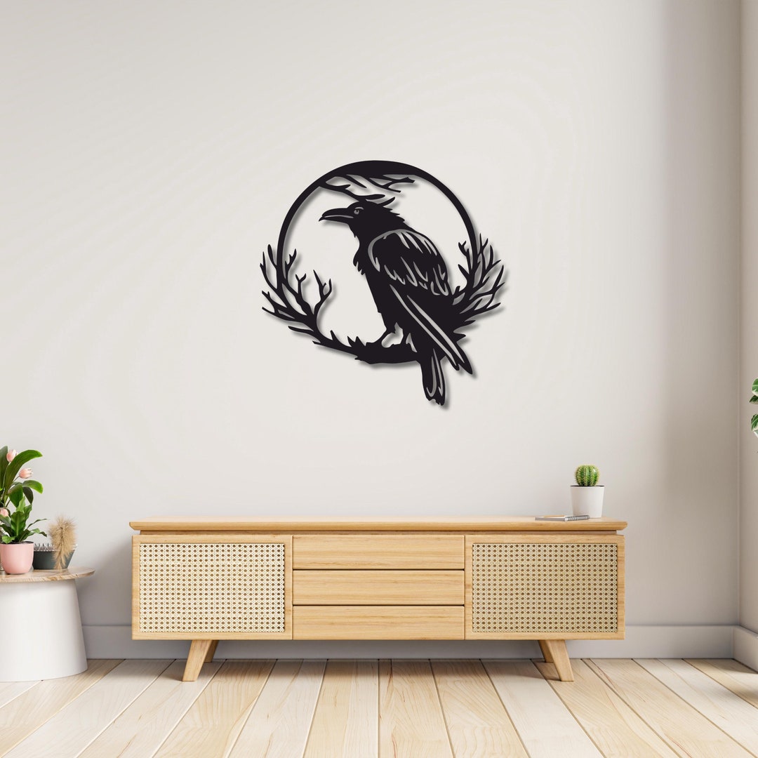 Large Crow Metal Wall Art, Crow Wall Decor, Metal Wall Decor, Crow Wall ...