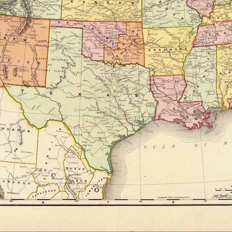 1893 Vintage United States Map Print: Historical US Wall Decor (digital ...