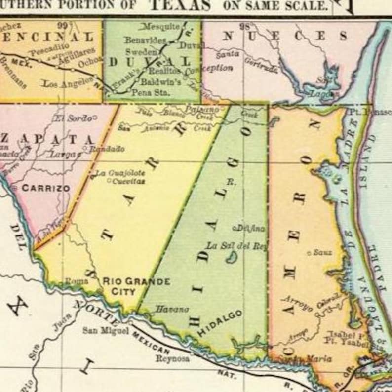 Vintage Texas Map: 1800s US State Map Print (digital Download) - Etsy