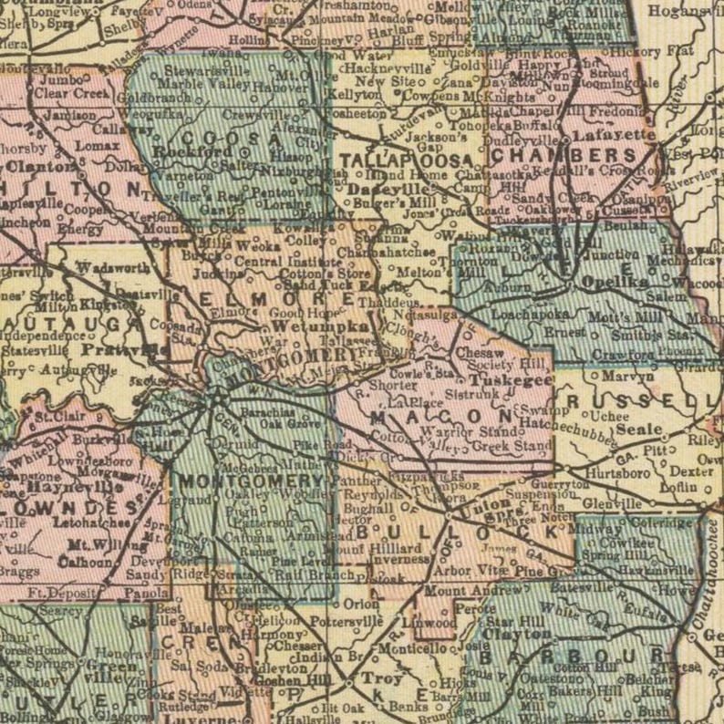 Vintage Alabama Map: 1800s US State Map Print (digital Download)- DIY ...