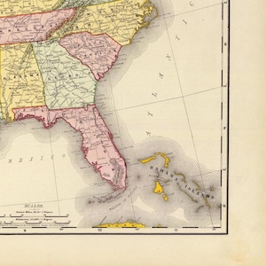 1893 Vintage United States Map Print: Historical US Wall Decor (digital ...