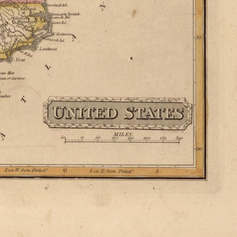 Vintage United States Map: 1817 Historical US Map Print (digital ...