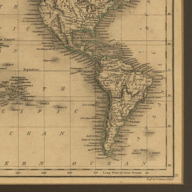 Vintage Historical World Map - 1840 Mercator's World Map Print (digital ...